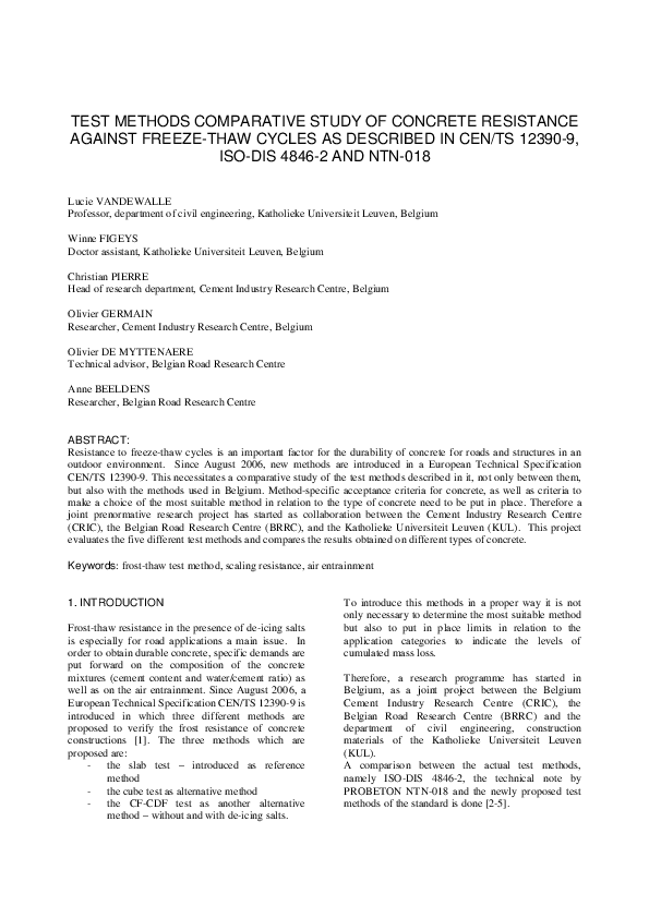 (PDF) Test Methods Comparative Study of Concrete Resistance Against ...