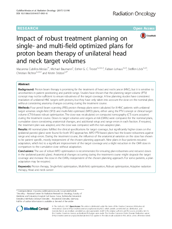 (PDF) Impact of robust treatment planning on single- and multi-field ...