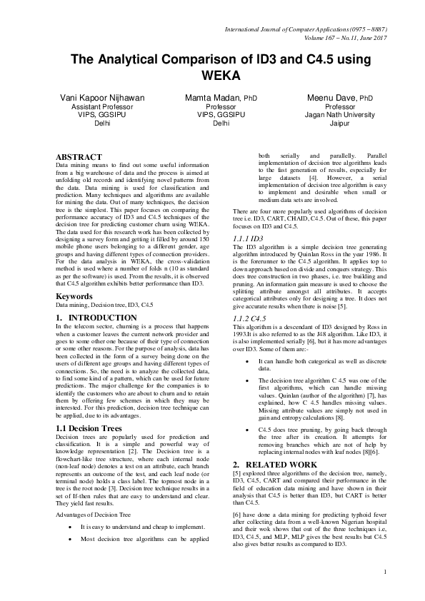 (PDF) The Analytical Comparison of ID3 and C4.5 using WEKA