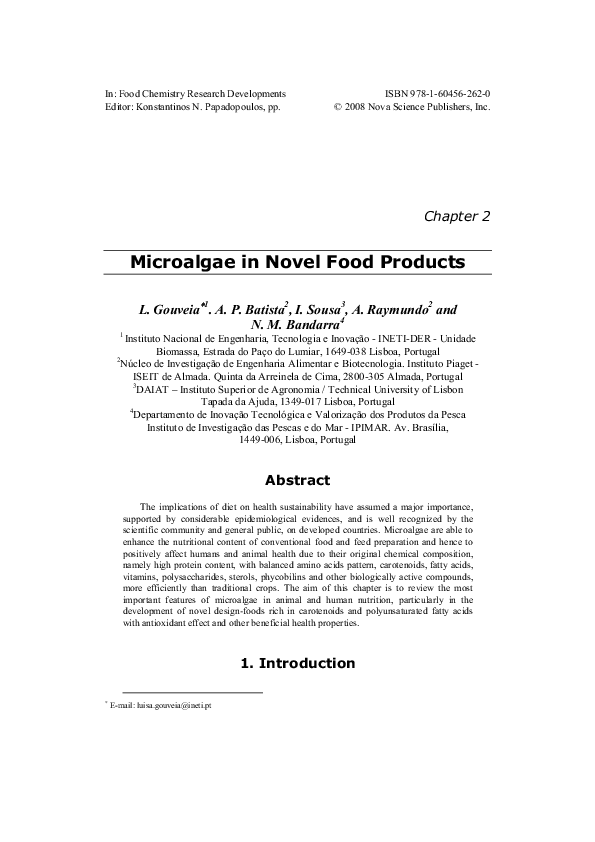 Pdf Microalgae In Novel Food Products