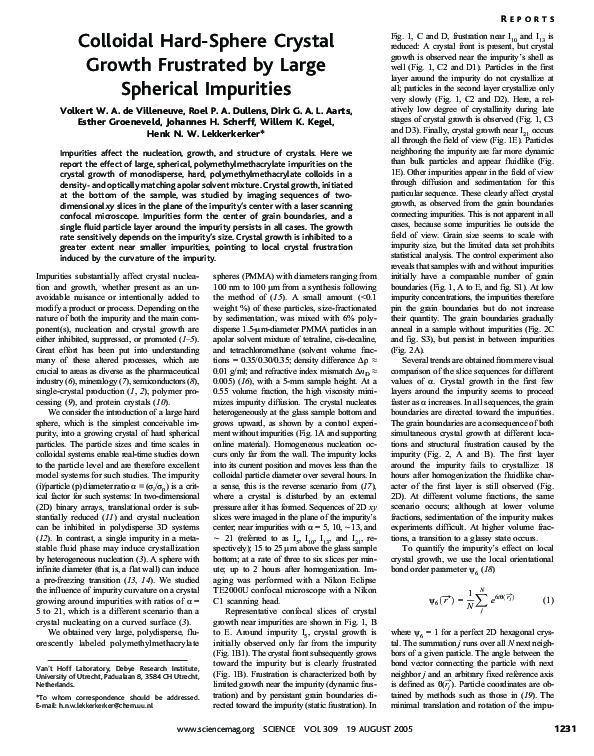 (PDF) Colloidal Hard-Sphere Crystal Growth Frustrated by Large ...