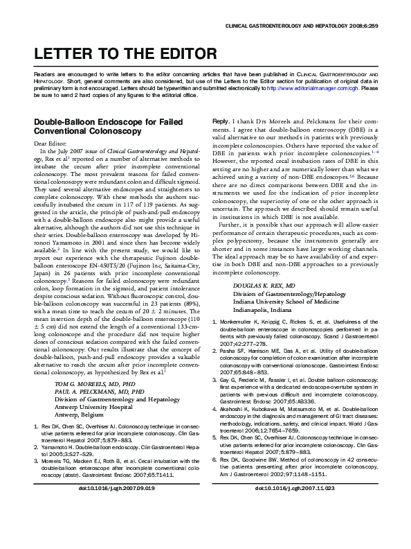 (PDF) Double-Balloon Endoscope for Failed Conventional Colonoscopy ...