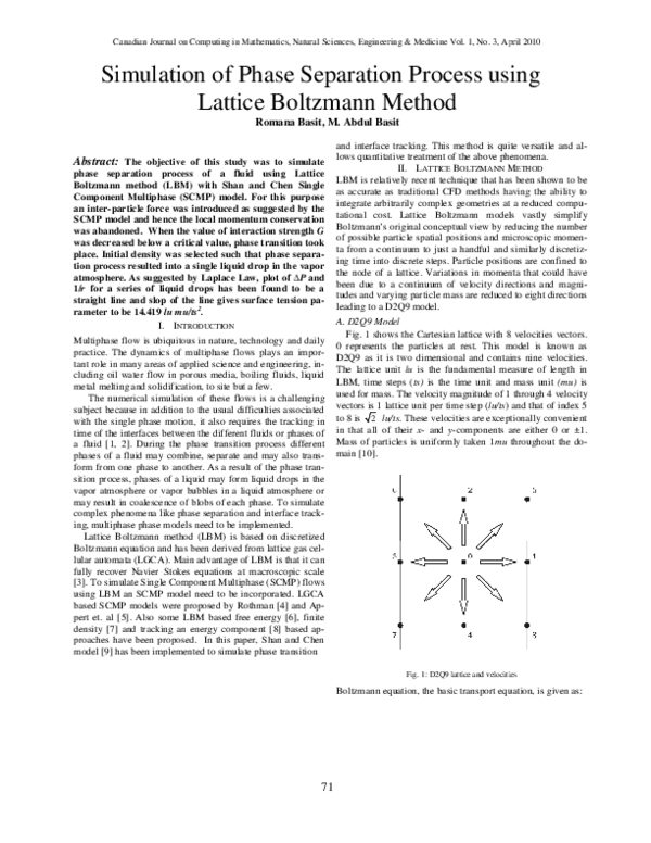 Pdf Simulation Of Phase Separation Process Using Lattice Boltzmann Method