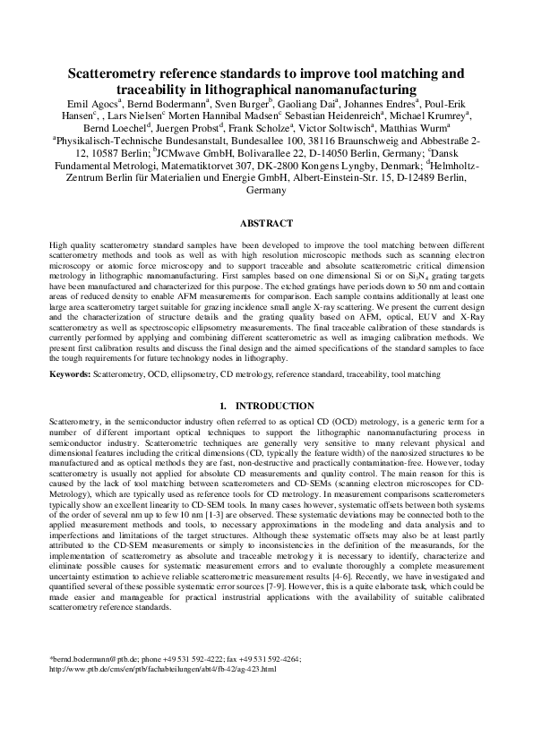 (PDF) Scatterometry reference standards to improve tool matching and ...