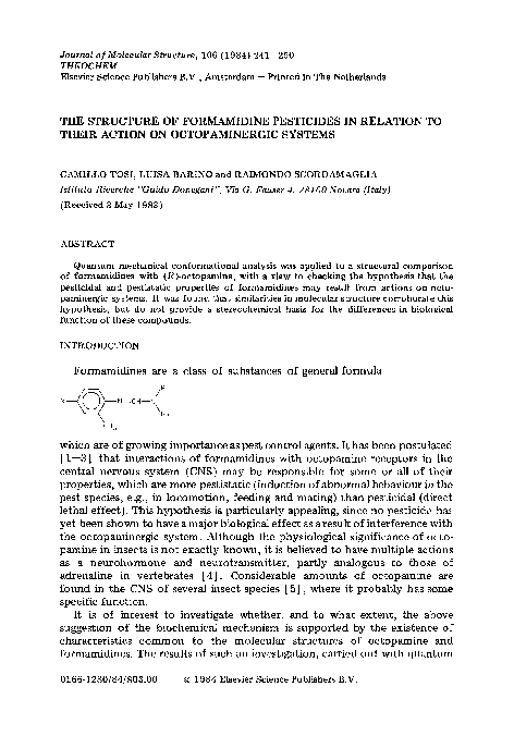 (PDF) The structure of formamidine pesticides in relation to their ...