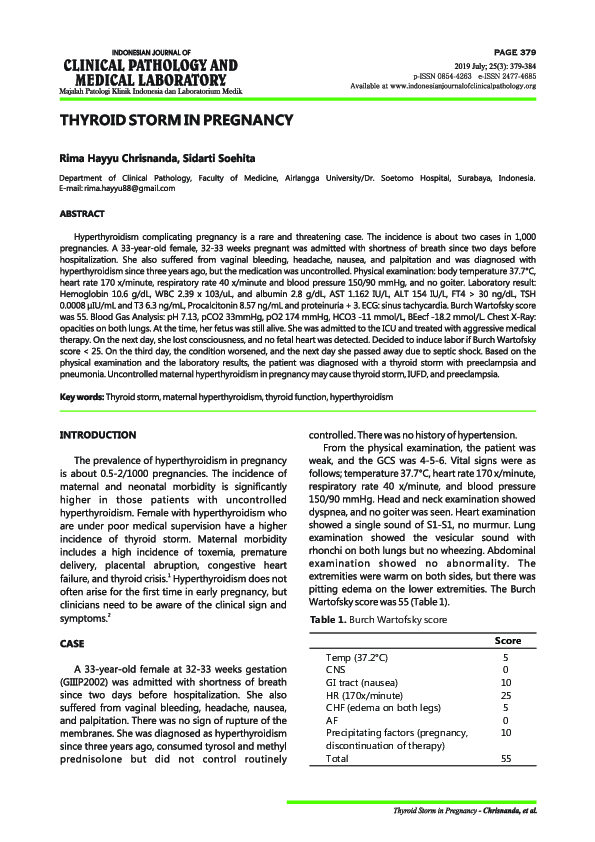 (PDF) Thyroid Storm in Pregnancy