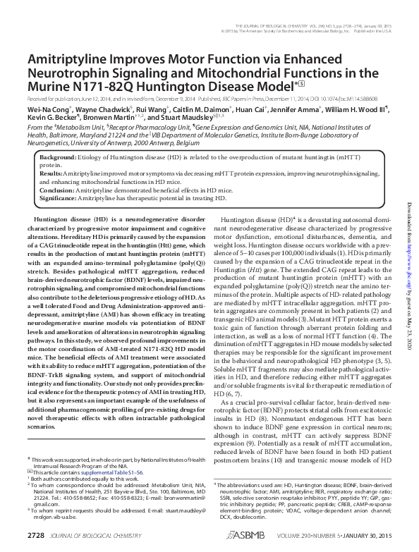 (PDF) Amitriptyline Improves Motor Function via Enhanced Neurotrophin ...