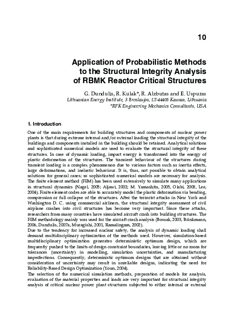 (PDF) Application of Probabilistic Methods to the Structural Integrity Analysis of RBMK Reactor ...