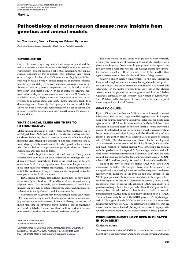 Pathoetiology of motor neuron disease: new insights from genetics and ...