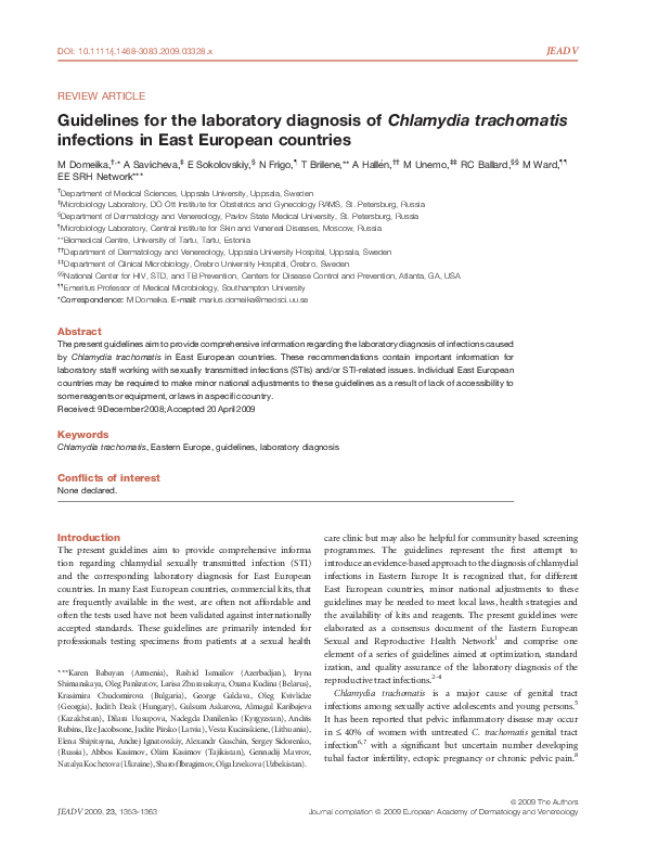 (PDF) Guidelines for the laboratory diagnosis of Chlamydia trachomatis ...