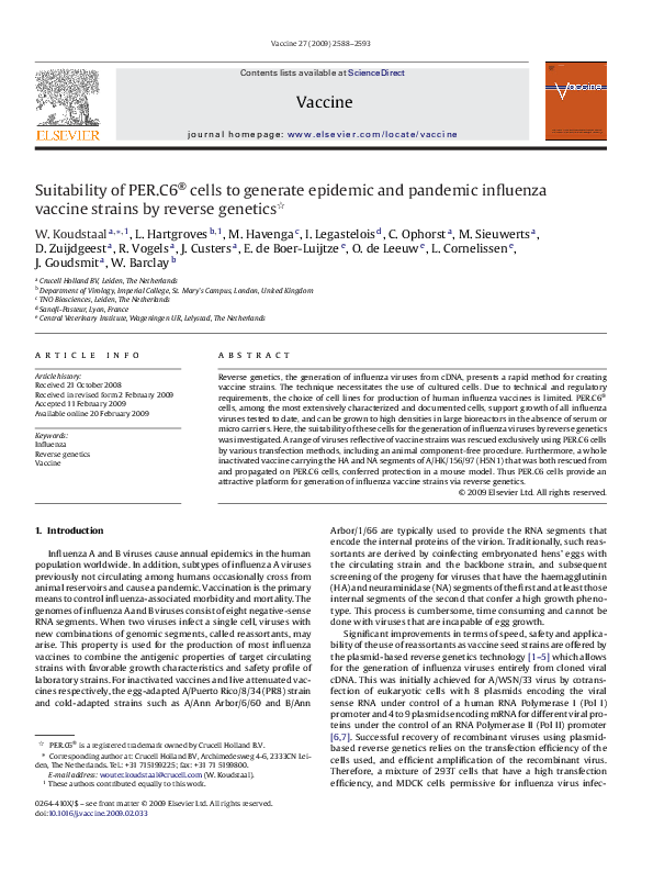 (PDF) Suitability of PER.C6® cells to generate epidemic and pandemic ...