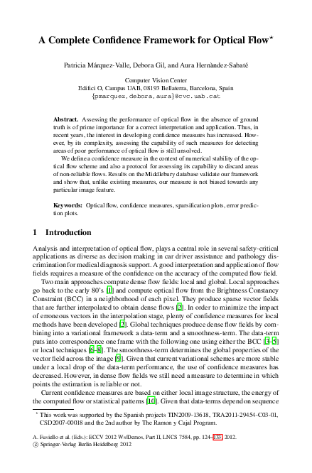 (PDF) A Complete Confidence Framework for Optical Flow