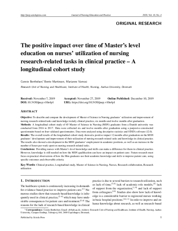 (PDF) The positive impact over time of Master’s level education on ...