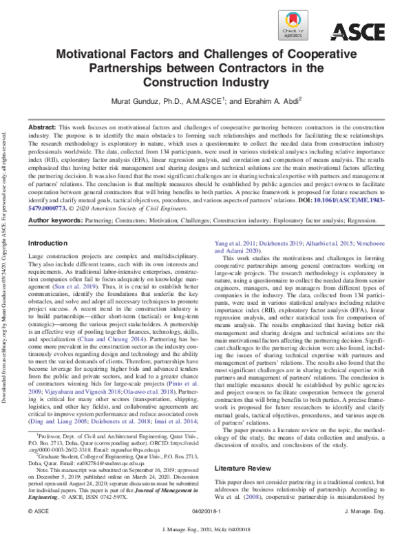 (PDF) Motivational Factors and Challenges of Cooperative Partnerships ...