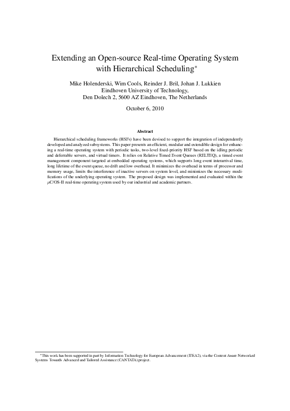 (PDF) Extending an open-source real-time operating system with hierarchical scheduling