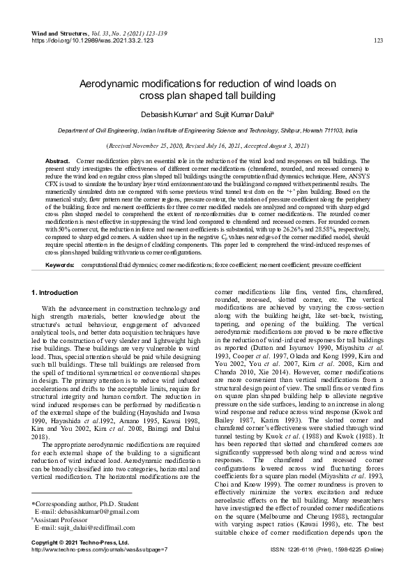 (PDF) Aerodynamic modifications for reduction of wind loads on cross ...