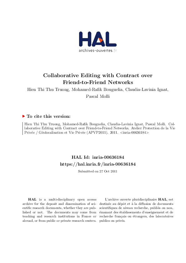 (PDF) Collaborative Editing with Contract over Friend-to-Friend ...