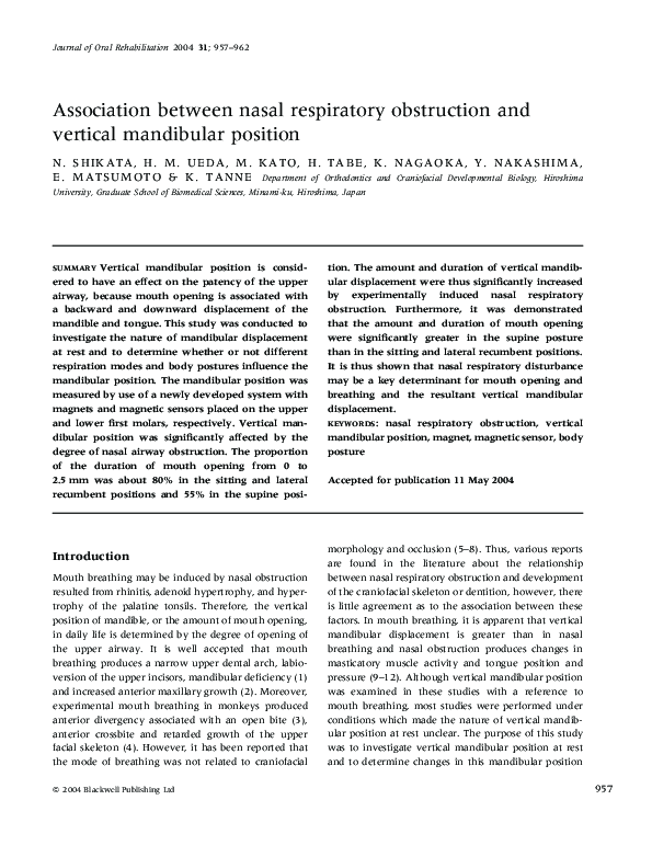 (PDF) Association between nasal respiratory obstruction and vertical ...