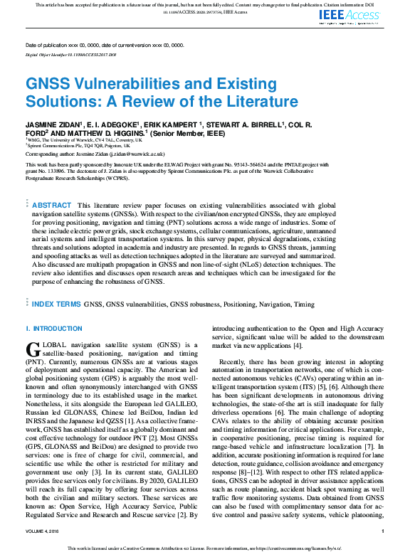(PDF) GNSS Vulnerabilities and Existing Solutions: A Review of the ...