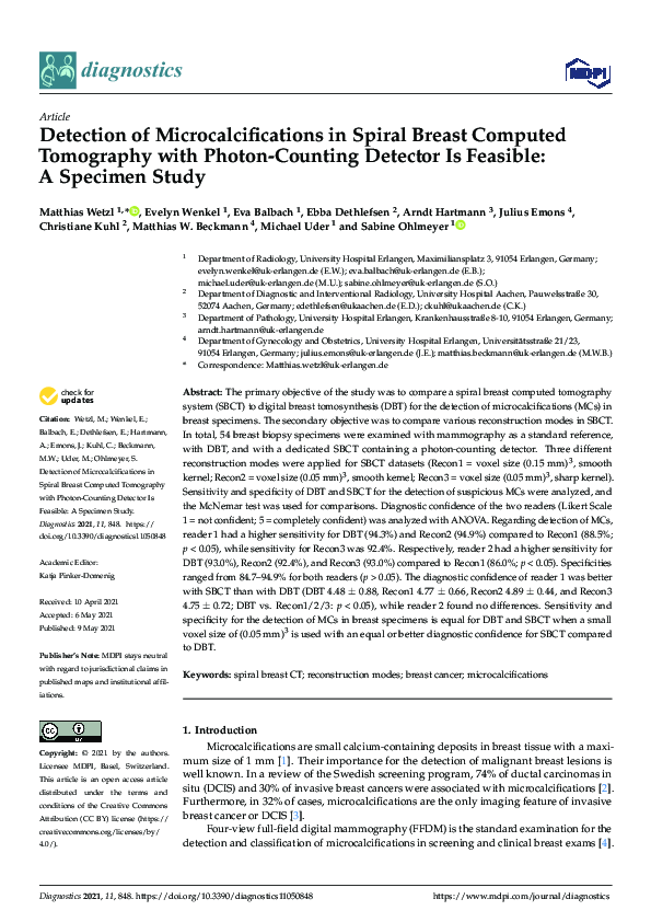Pdf Detection Of Microcalcifications In Spiral Breast Computed Tomography With Photon Counting