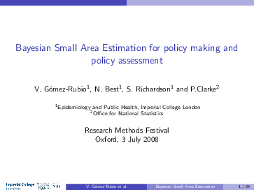 (PDF) Bayesian Small Area Estimation for policy making and policy assessment