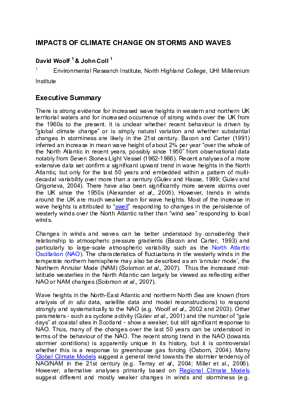 (PDF) Impacts of Climate change on Storms and Waves. Second Annual ...