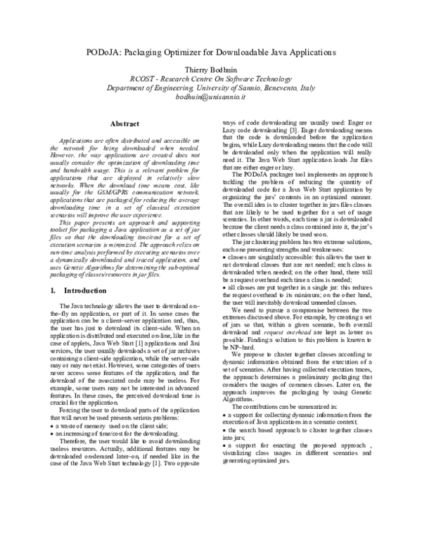 (PDF) PODoJA: Packaging Optimizer for Downloadable Java Applications