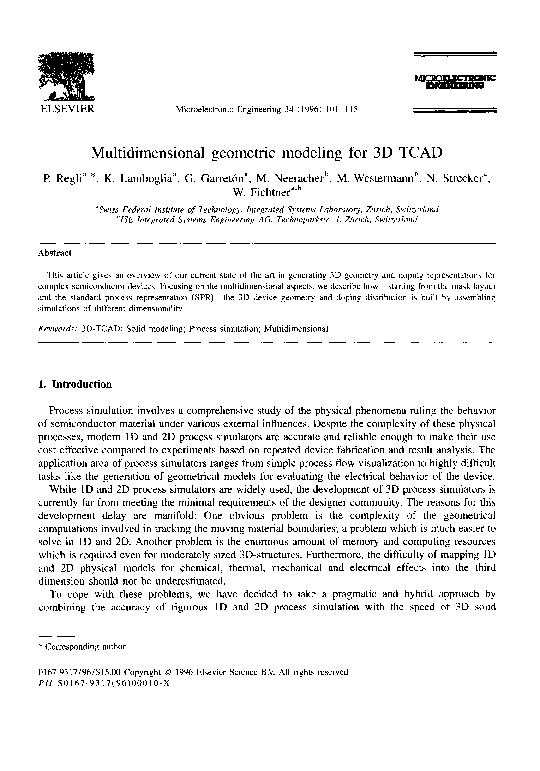 (PDF) Multidimensional geometric modeling for 3D TCAD