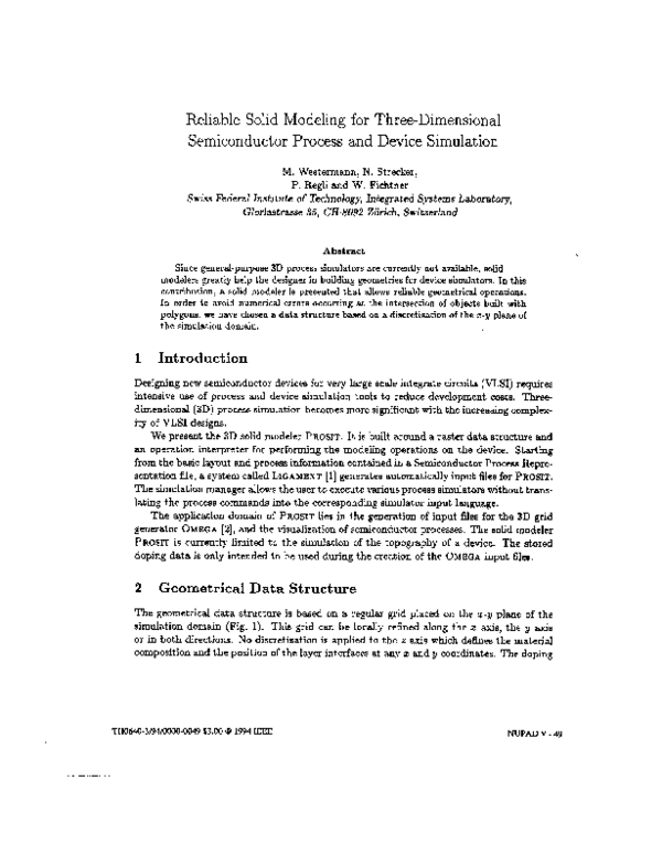 (PDF) Reliable solid modeling for three-dimensional semiconductor process and device simulation