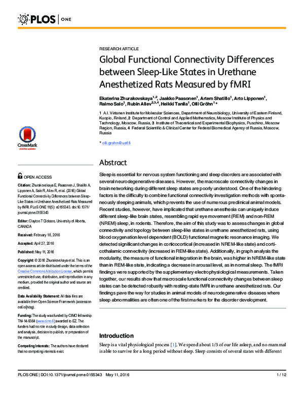 (PDF) Global Functional Connectivity Differences between Sleep-Like ...