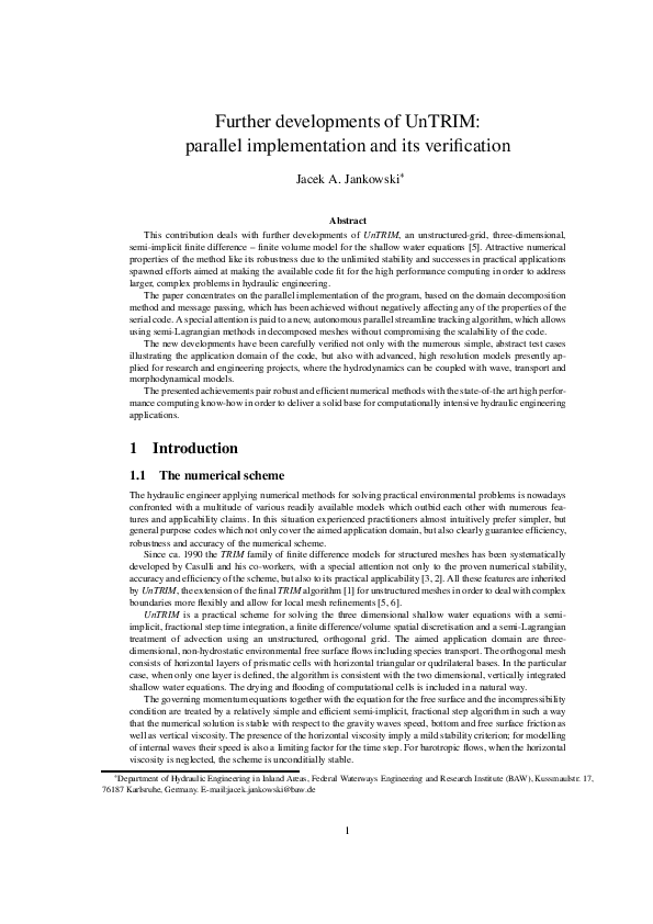 (PDF) Further developments of UnTRIM: parallel implementation and its ...