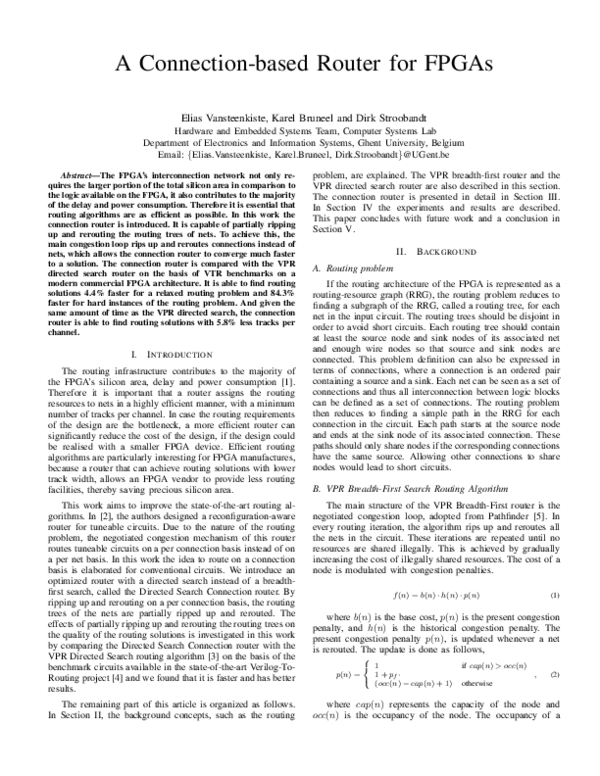 (PDF) A connection-based router for FPGAs