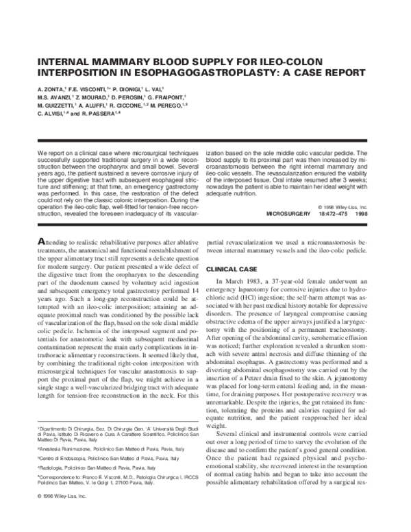 (PDF) Internal mammary blood supply for ileo-colon interposition in ...