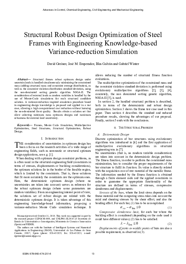 (PDF) Structural robust design optimization of steel frames with ...