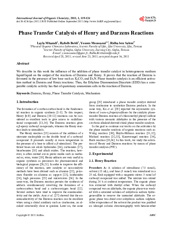 (PDF) Phase Transfer Catalysis of Henry and Darzens Reactions