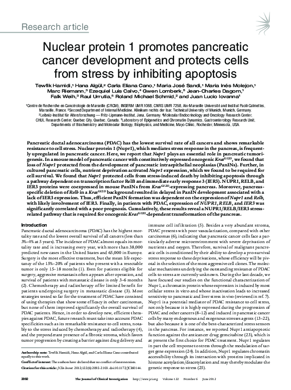 (PDF) Nuclear protein 1 promotes pancreatic cancer development and ...