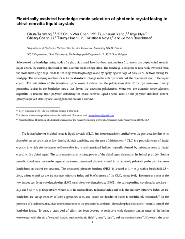 (PDF) Electrically assisted bandedge mode selection of photonic crystal ...