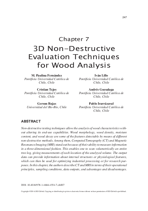 (PDF) 3D Non-Destructive Evaluation Techniques for Wood Analysis