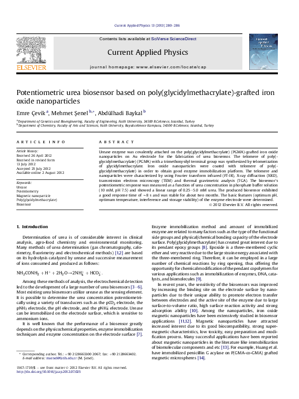 (PDF) Potentiometric urea biosensor based on poly(glycidylmethacrylate ...