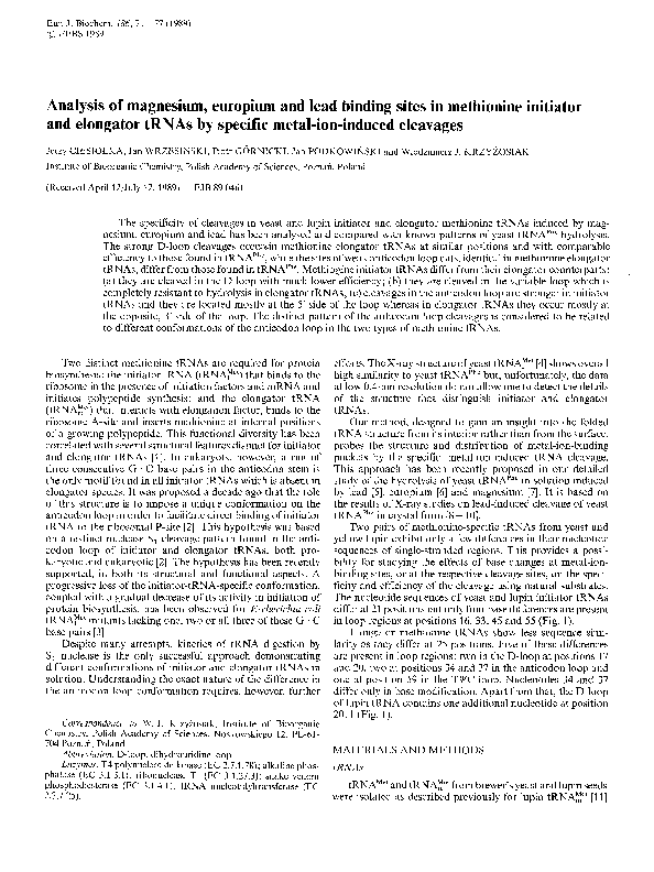 (PDF) Analysis of magnesium, europium and lead binding sites in ...