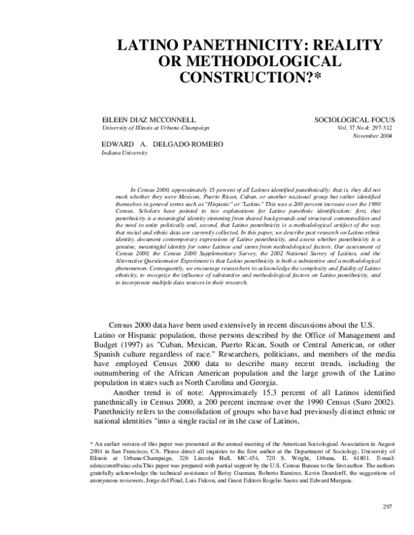 (PDF) Latino Panethnicity: Reality or Methodological Construction?