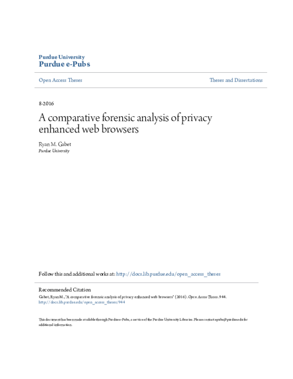 (PDF) A comparative forensic analysis of privacy enhanced web browsers and private browsing ...