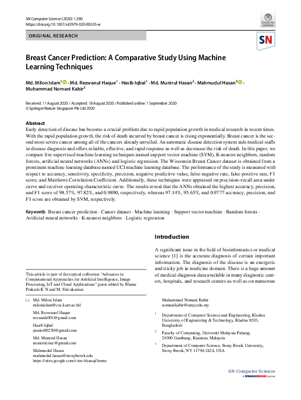 (PDF) Breast Cancer Prediction: A Comparative Study Using Machine ...