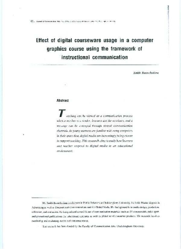 (PDF) Effect of digital courseware usage in a computer graphics course using the framework of ...