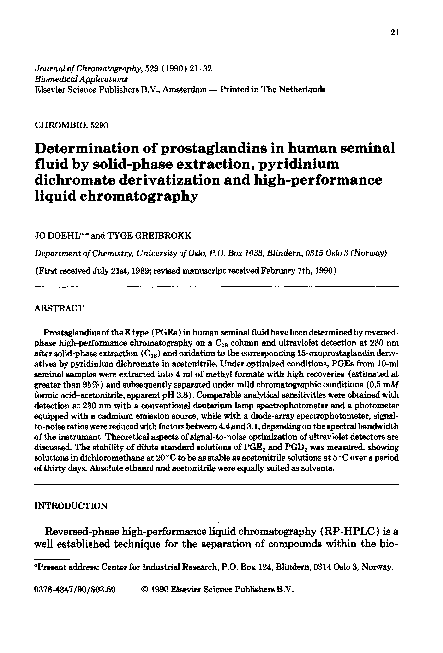 (PDF) Determination of prostaglandins in human seminal fluid by solid ...