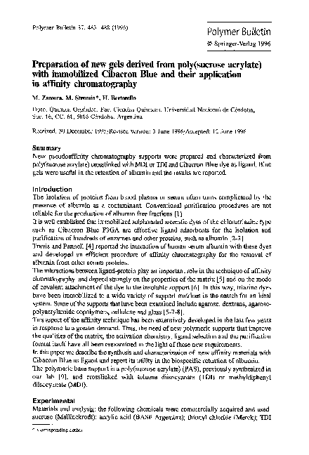 (PDF) Preparation of new gels derived from poly(sucrose acrylate) with ...