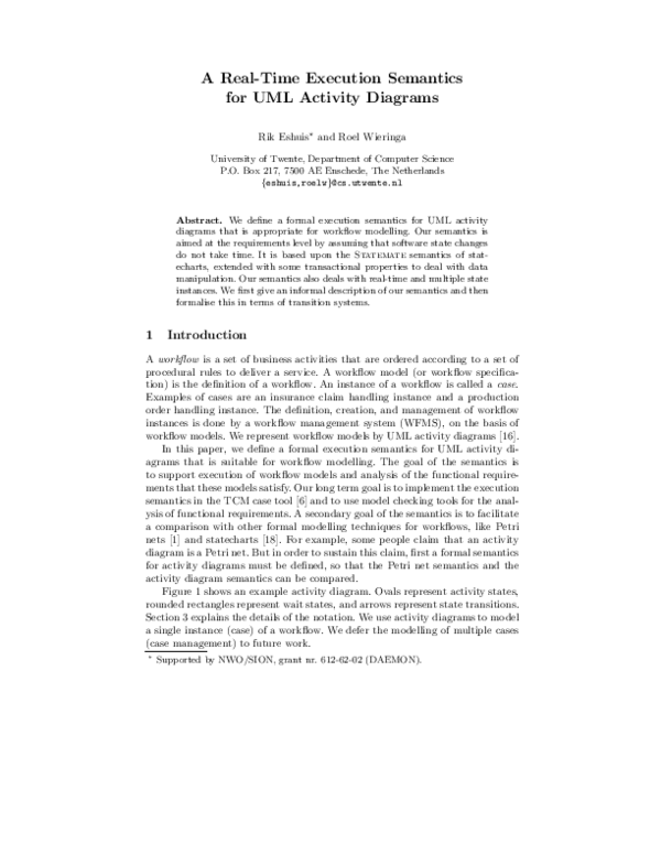 Pdf A Real Time Execution Semantics For Uml Activity Diagrams H