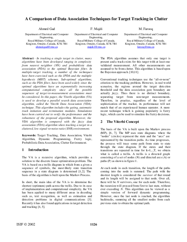 Pdf A Comparison Of Data Association Techniques For Simultaneous