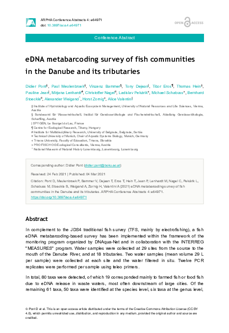(PDF) eDNA metabarcoding survey of fish communities in the Danube and ...