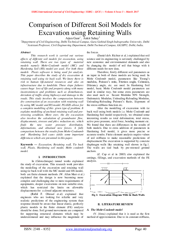 (PDF) Comparison of different soil models for excavation using ...